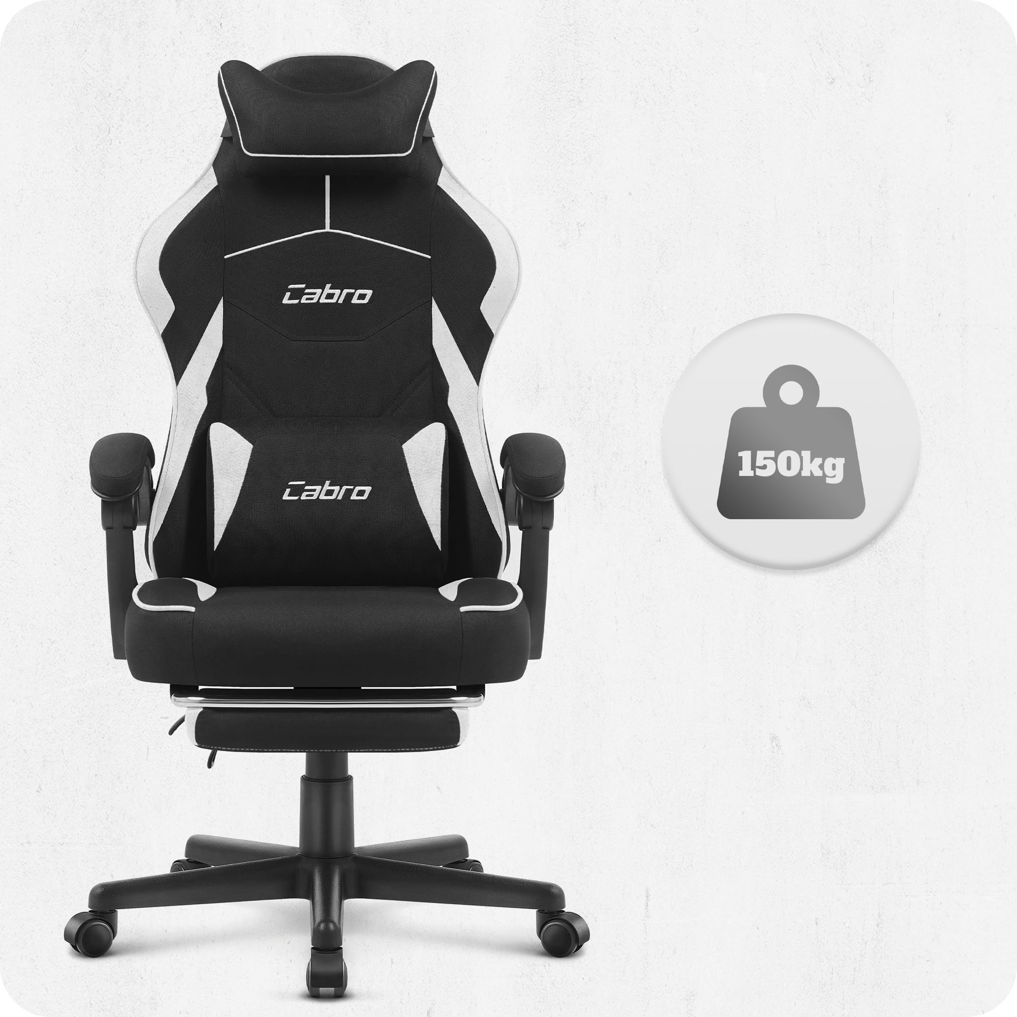 Fotel gamingowy Cabro C502 Czarny - Biały Tkanina Sklep internetowy z ...